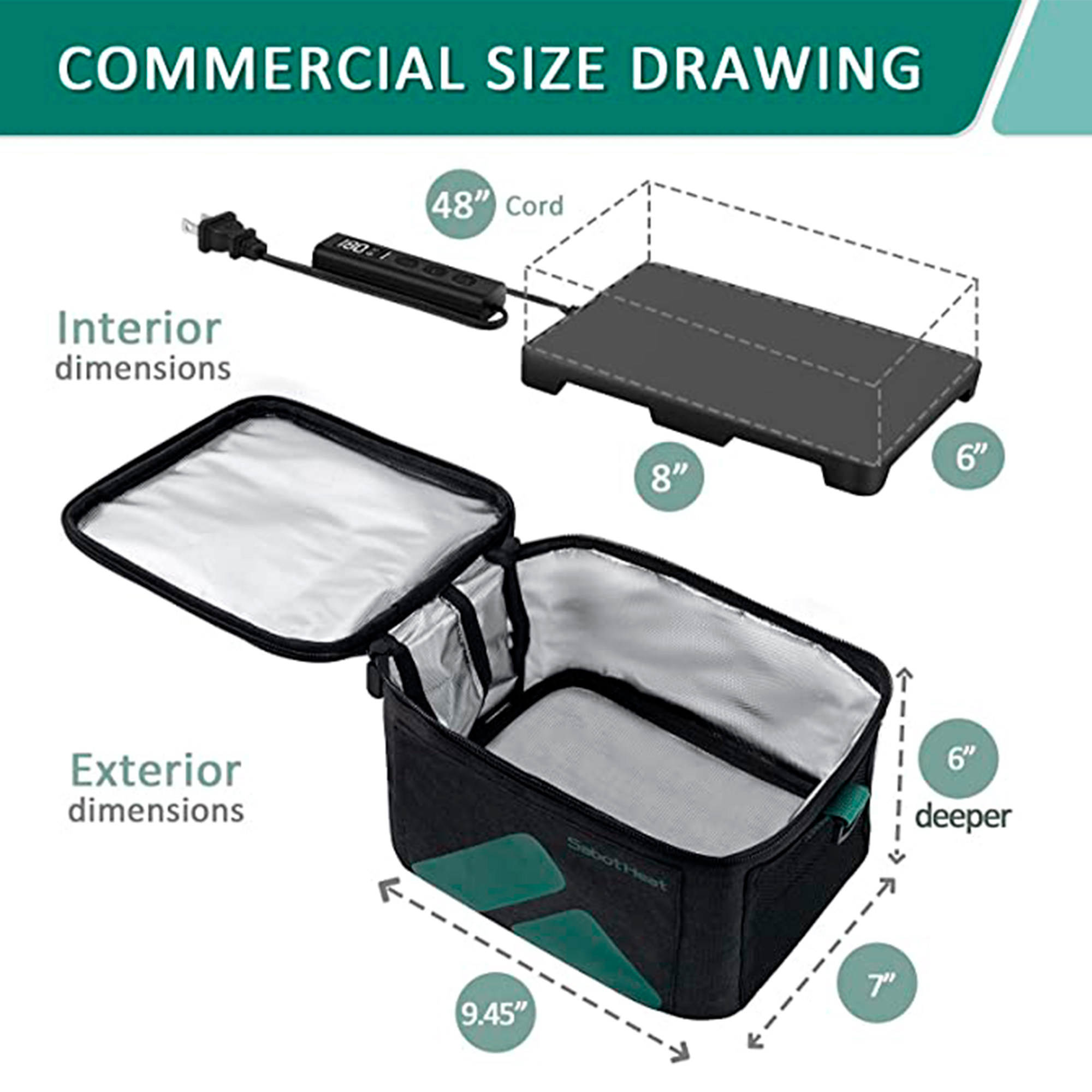 Lonchera SabotHeat portátil 6 niveles de calor ajustables y ...